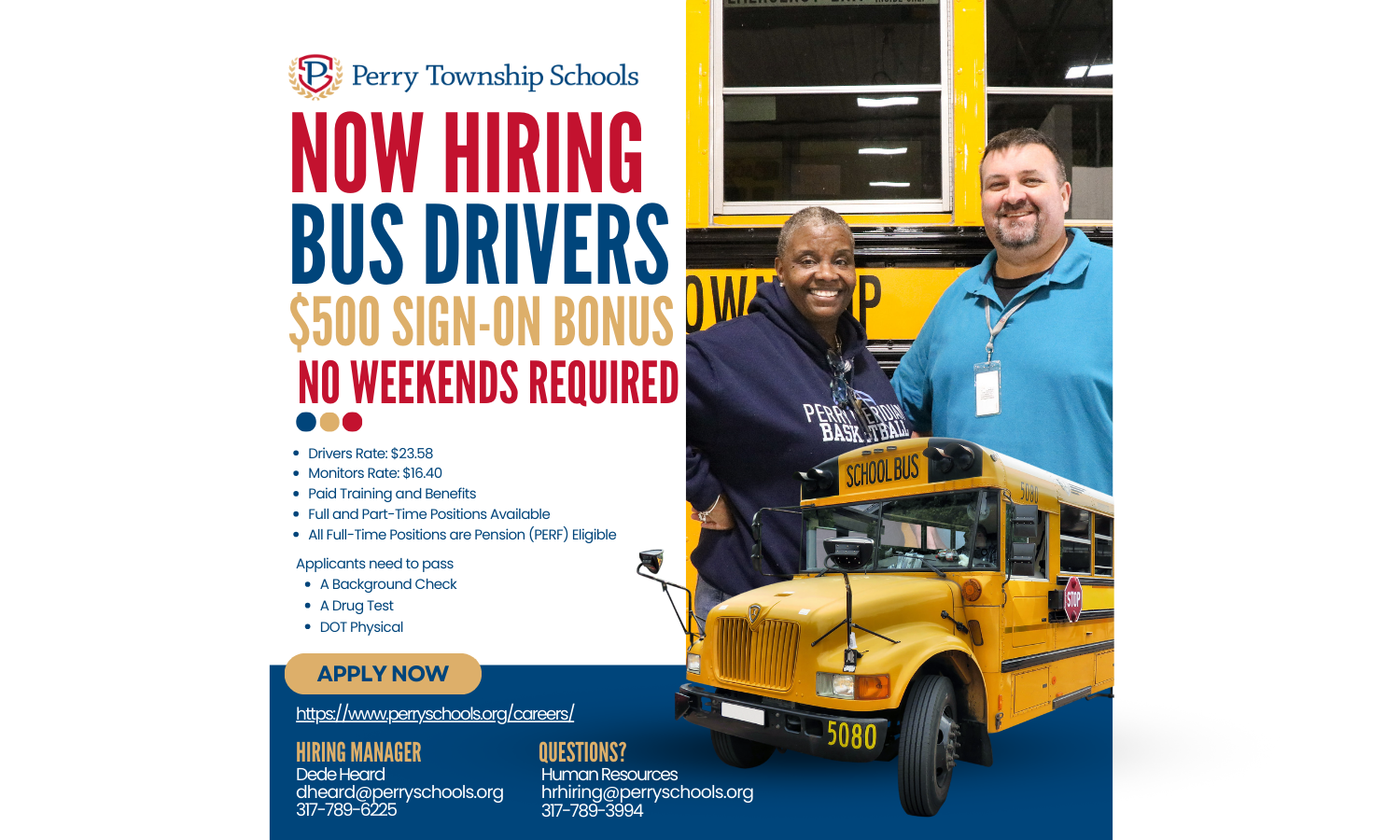 Now Hiring: Bus Drivers & Monitors at Perry Township Schools! - Perry ...