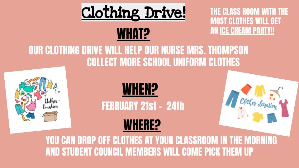 Student Council Clothing Drive - Southport Elementary