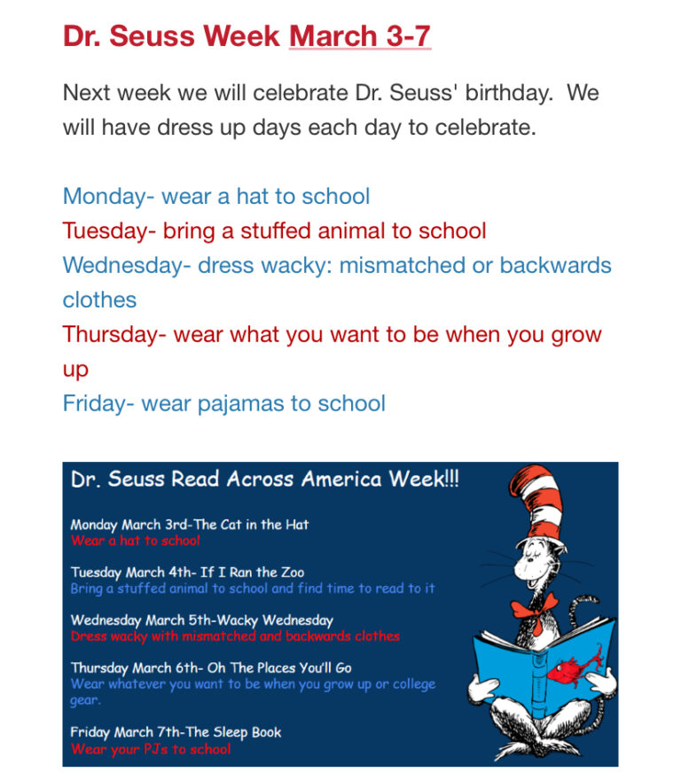 Dr. Seuss Spirit Week - Southport Elementary